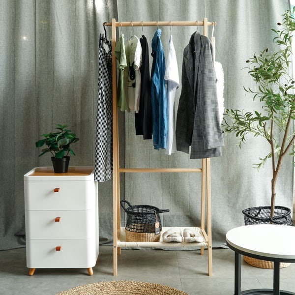 HOUZE ECOHOUZE MULTIFUNCTIONAL WOODEN CLOTHING RACK DY-8113-NATURAL ...