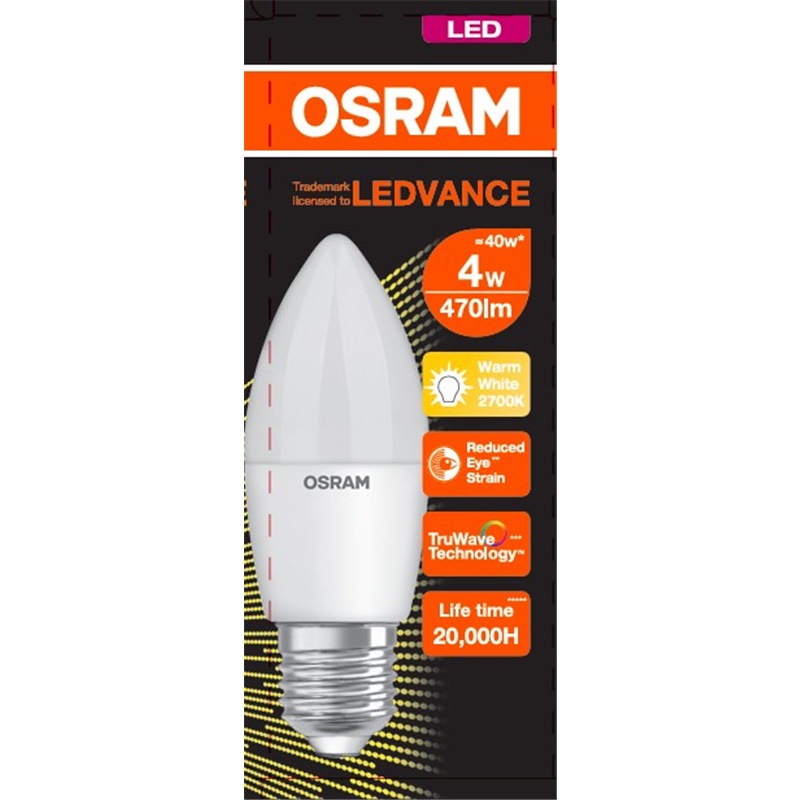 OSRAM LED BULB LVCLB40 4W 230V FR E27 | LED Lights & Light Bulbs ...