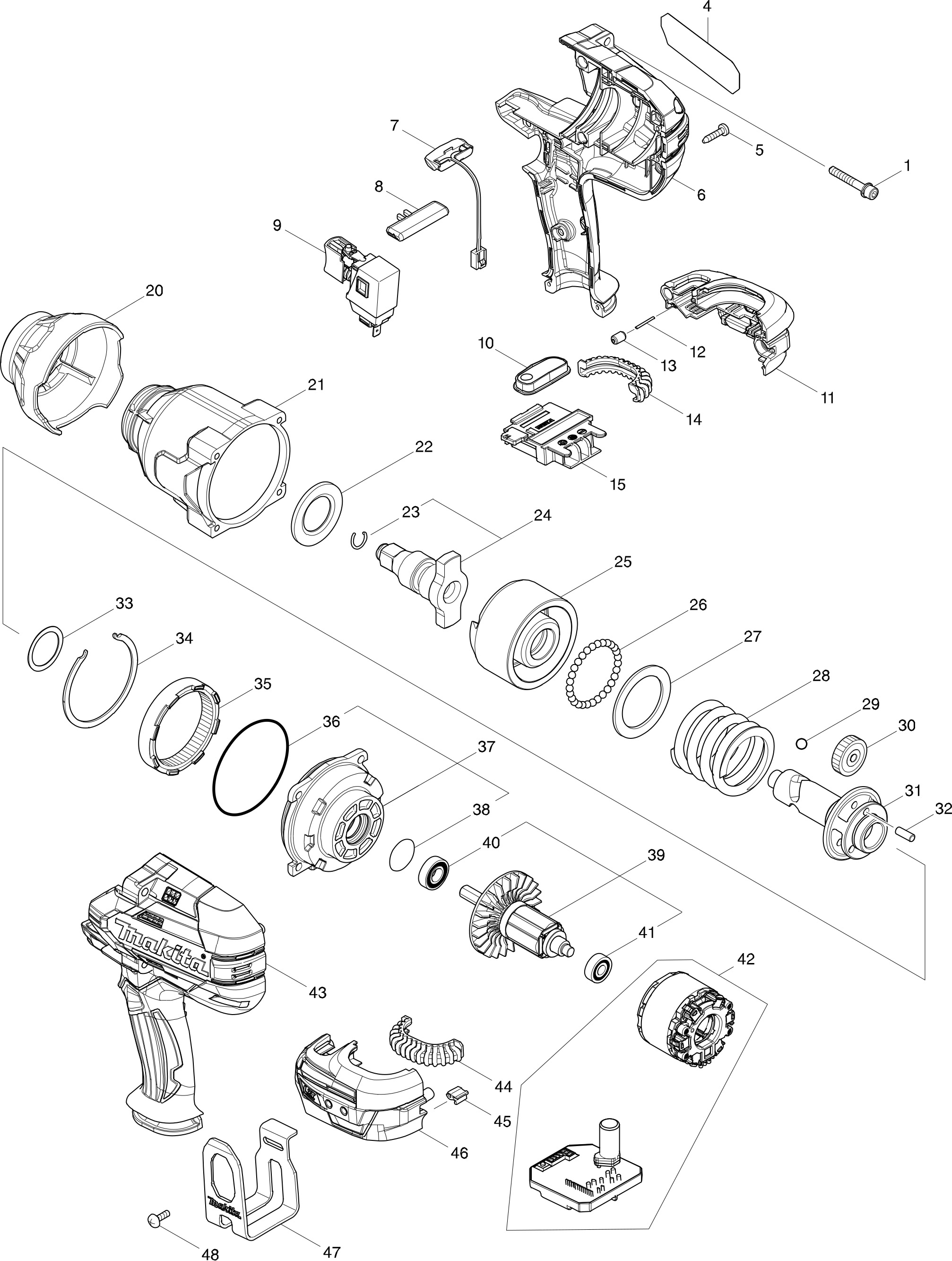 MAKITA DTW1002 CORDLESS IMPACT WRENCH SPARE PARTS | Powertool Spare ...