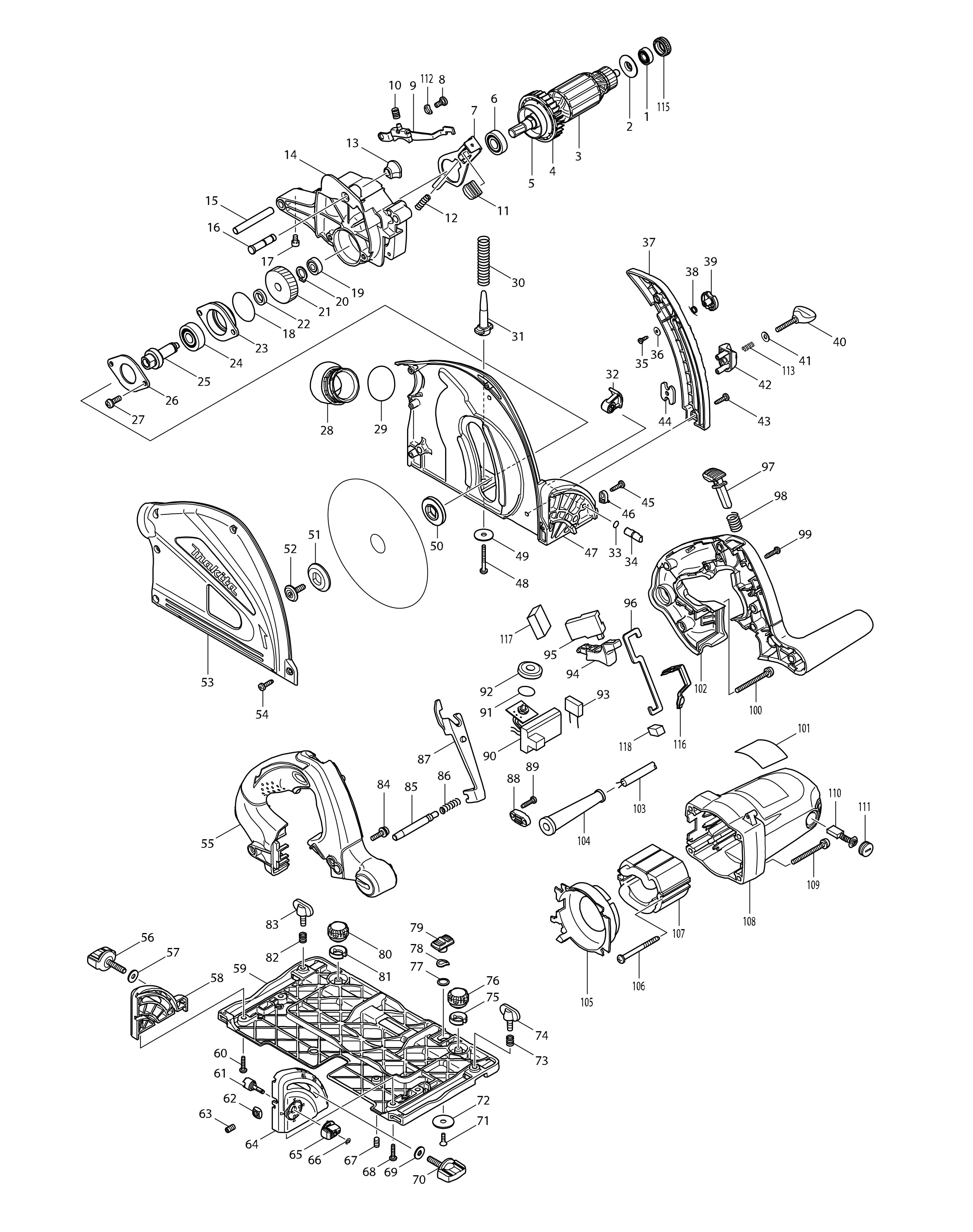 MAKITA SP6000 PLUNGE CUT CIRCULAR SAW 165MM SPARE PARTS | Powertool ...